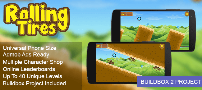 Rolling Tires – Addictive Arcade Android Game Template Buildbox Template Eclipse Project – Sell ...