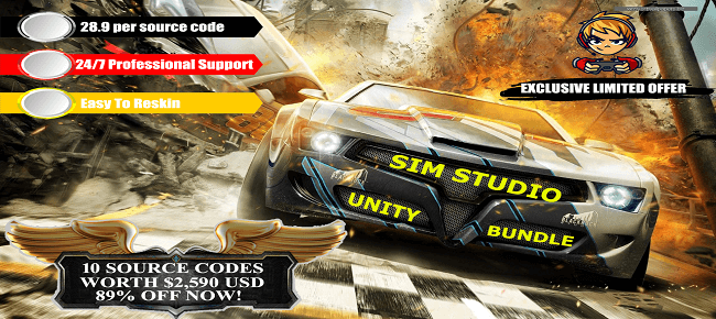 Sim Studio MEGA Unity Bundle – 10 source codes worth $2,590 USD – 89% OFF NOW! – Sell My App