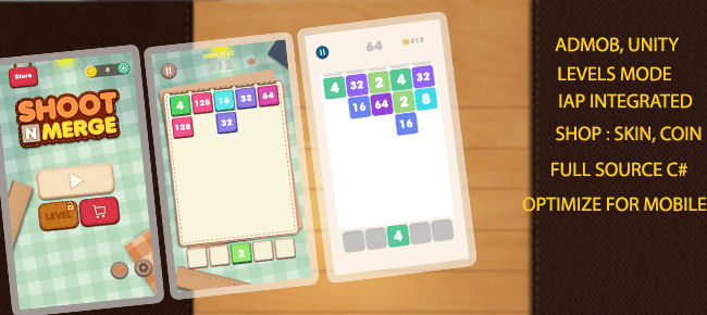 Shoot N Merge – 2048 Shooter [Levels , Skin, IAP, Ad..] – Sell My App